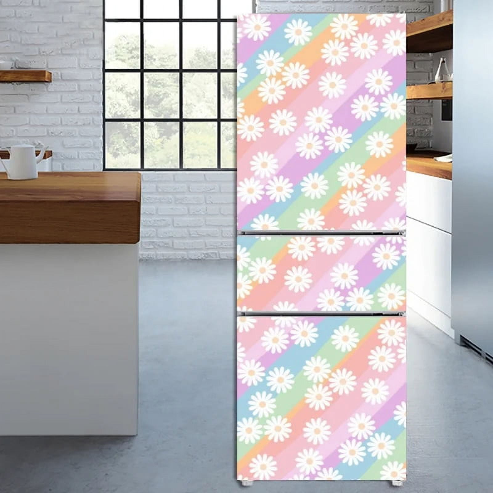 Daisy Print Refrigerator Stickers Kitchen Decorative PVC Waterproof ...