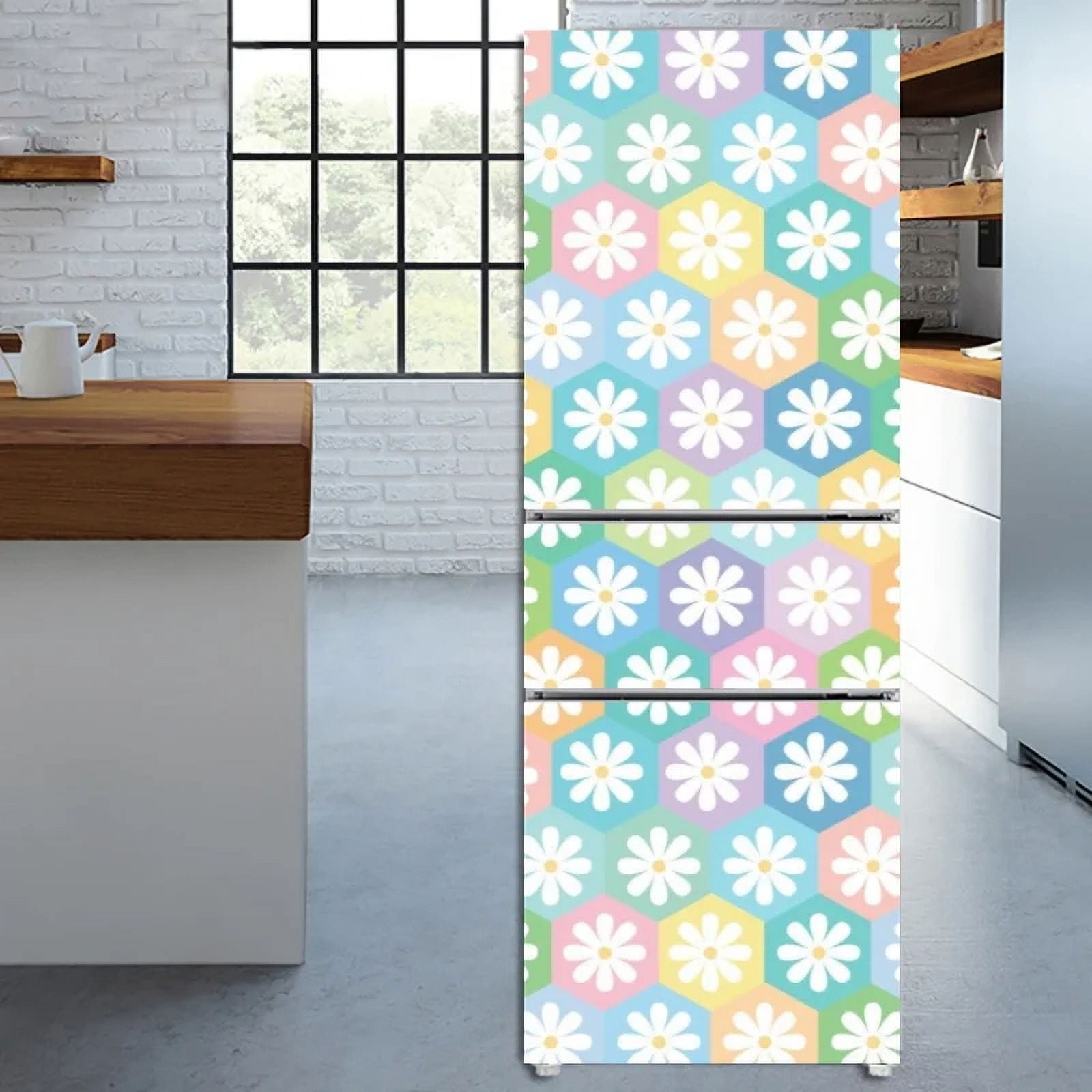Daisy Print Refrigerator Stickers Kitchen rative PVC Waterproof Duplex ...