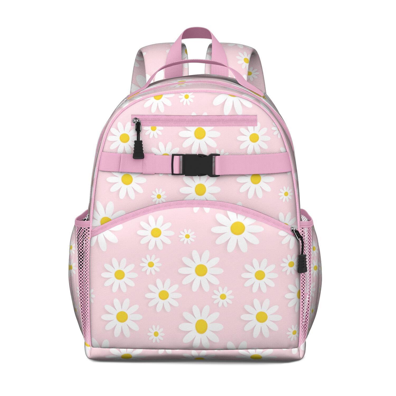 Daisy Print Waterproof School Backpack - Ergonomic Travel Daypack with ...