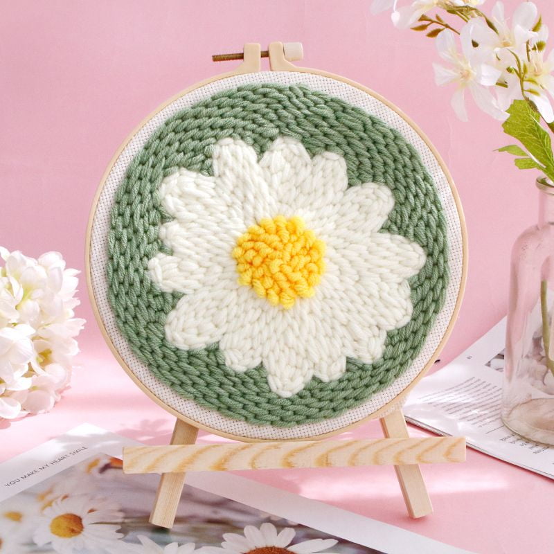 Daisy Punch Needle Kits Adults Beginner, Handcraft DIY Craft Hoop Kit ...