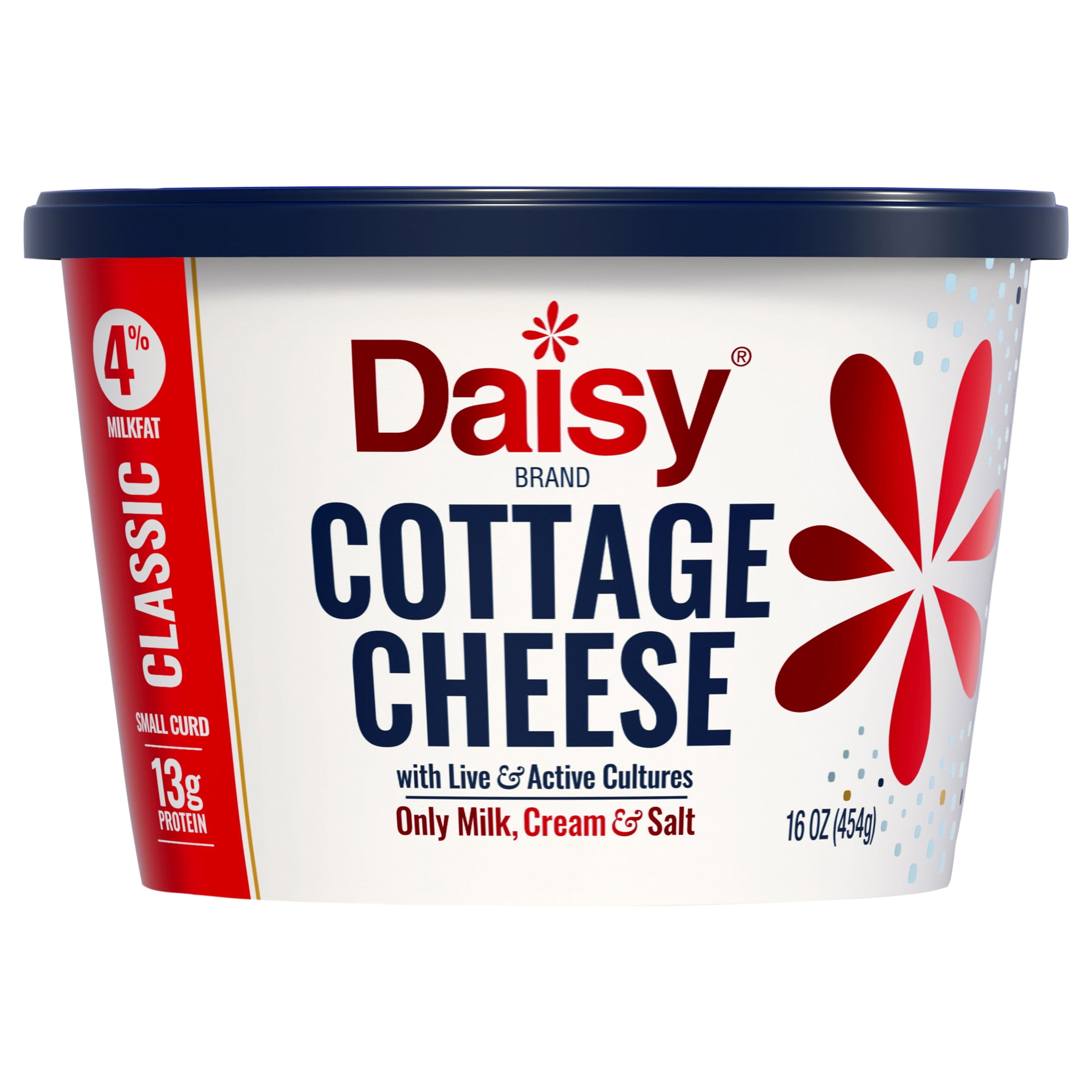 Daisy Pure and Natural Cottage Cheese, 4% Milkfat, 16 oz (1 lb) Tub ...
