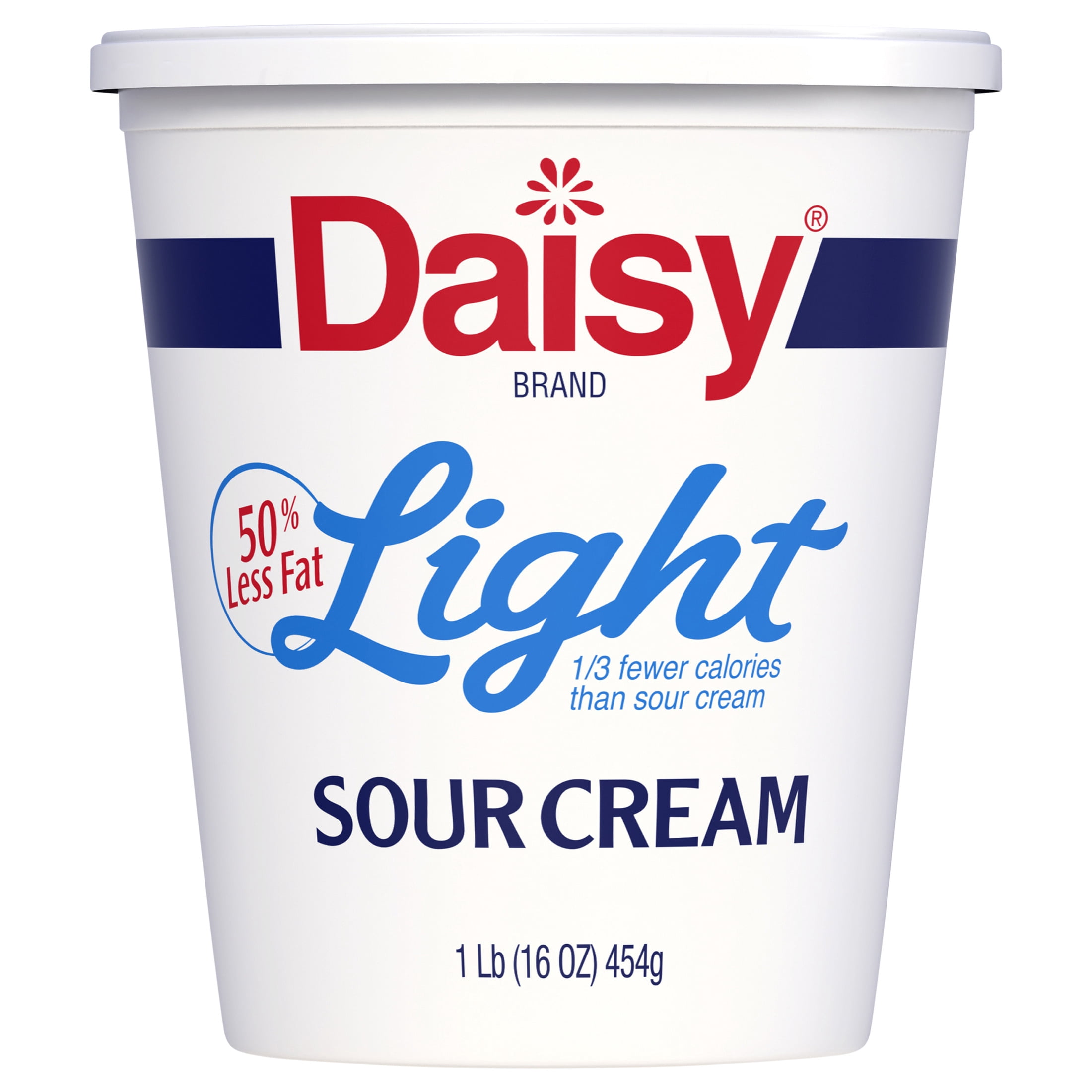 Daisy Pure and Natural Light Sour Cream, 50% Less Fat, 16 oz (1 lb) Tub ...