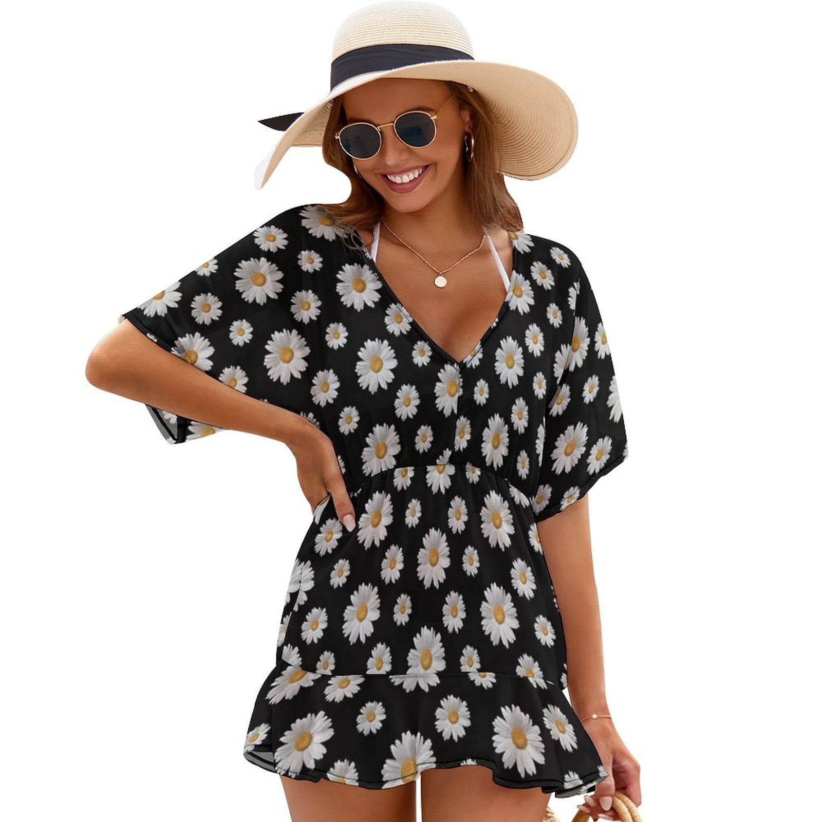 Daisy Repeat Pattern Women's Luxury Party Dress Evening Dresses Ladies ...