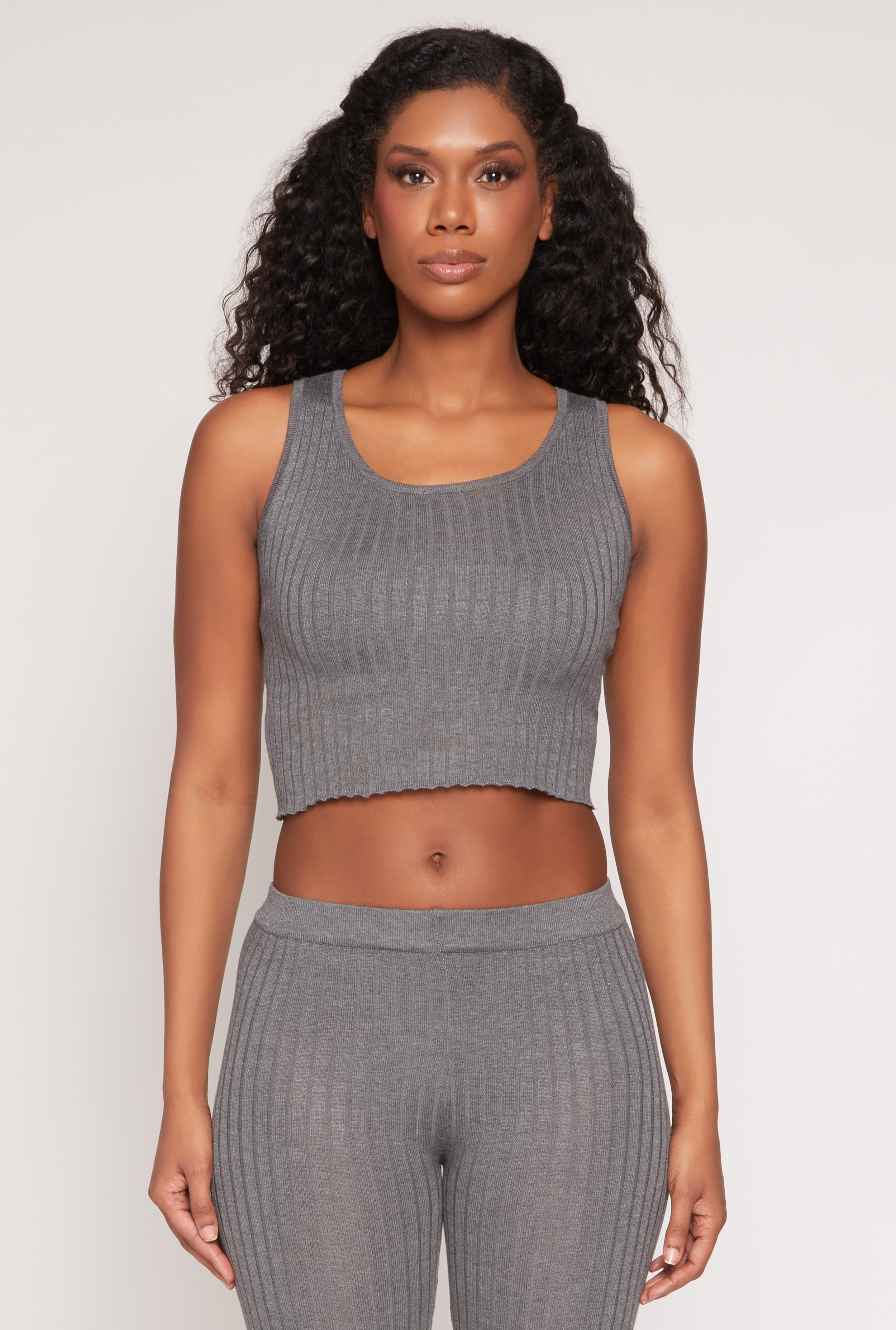 Womens Daisy Ribbed Knit Cropped Tank Top - Walmart.com