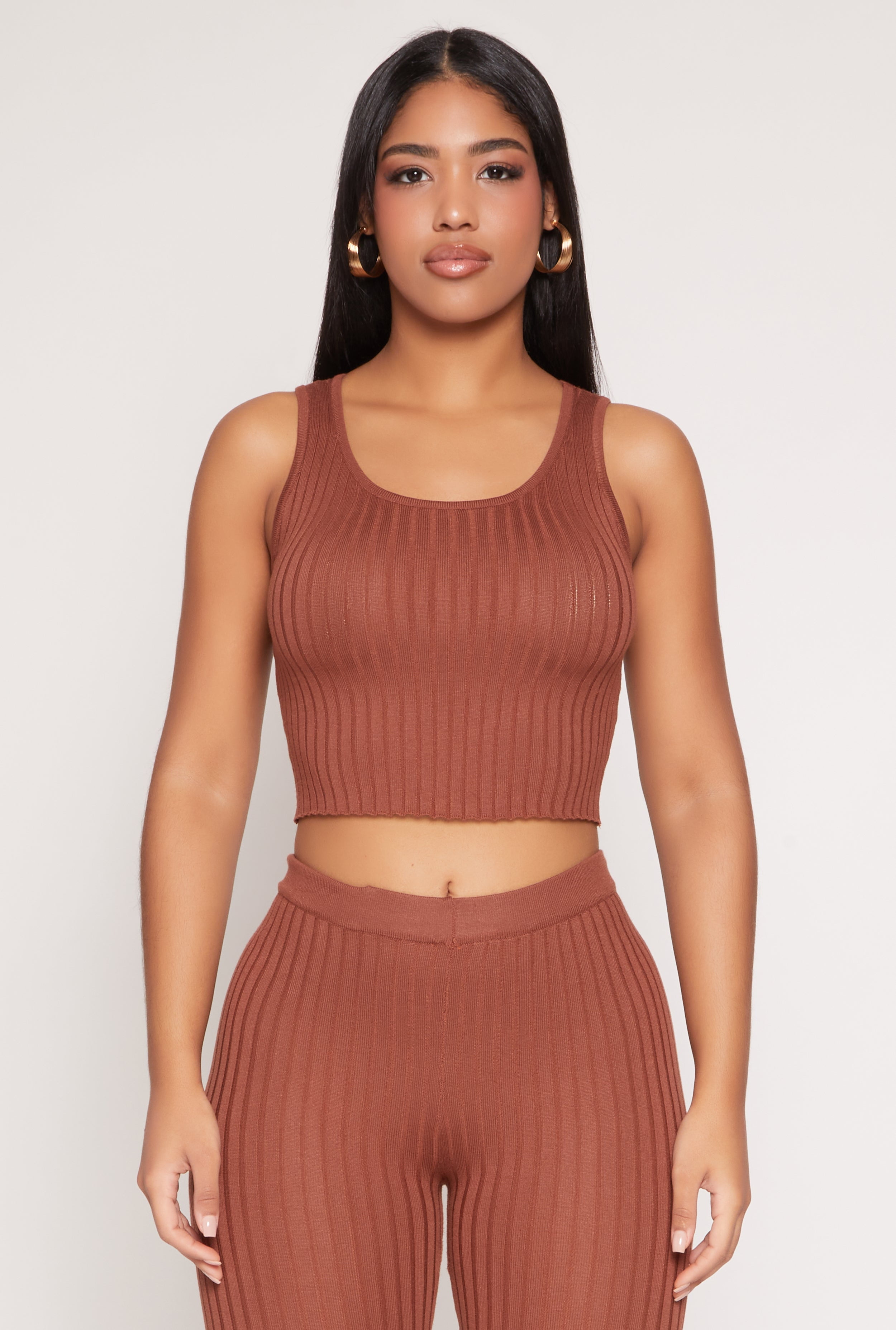Womens Daisy Ribbed Knit Cropped Tank Top - Walmart.com