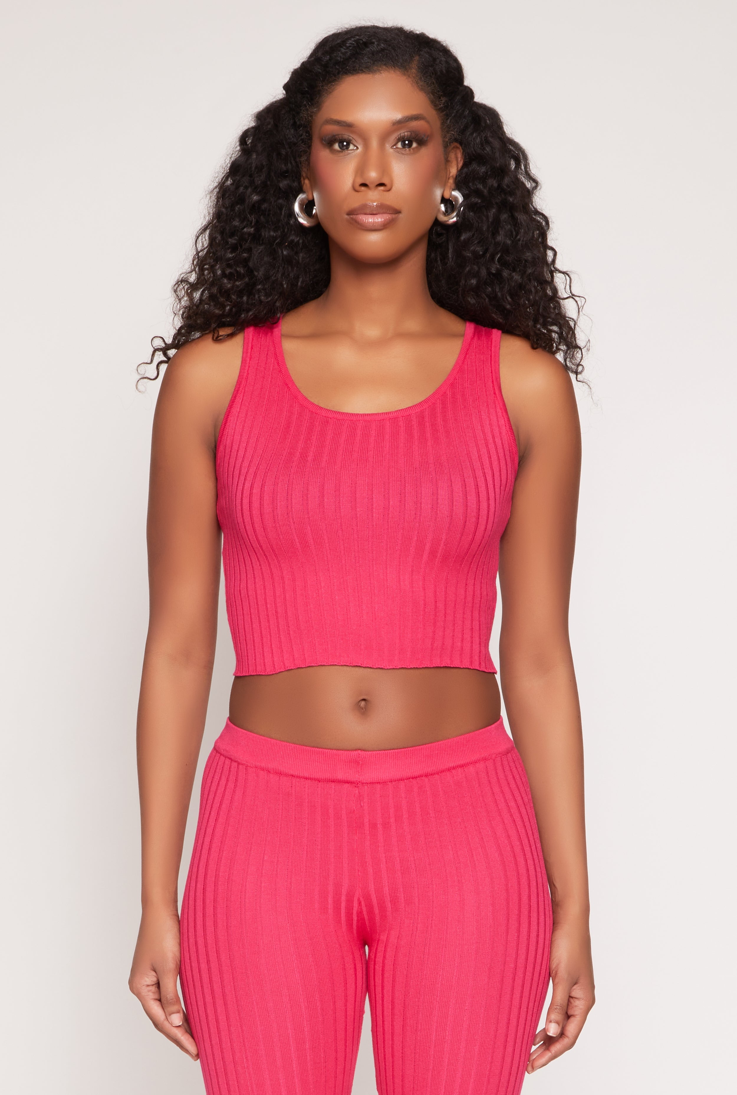 Womens Daisy Ribbed Knit Cropped Tank Top - Walmart.com
