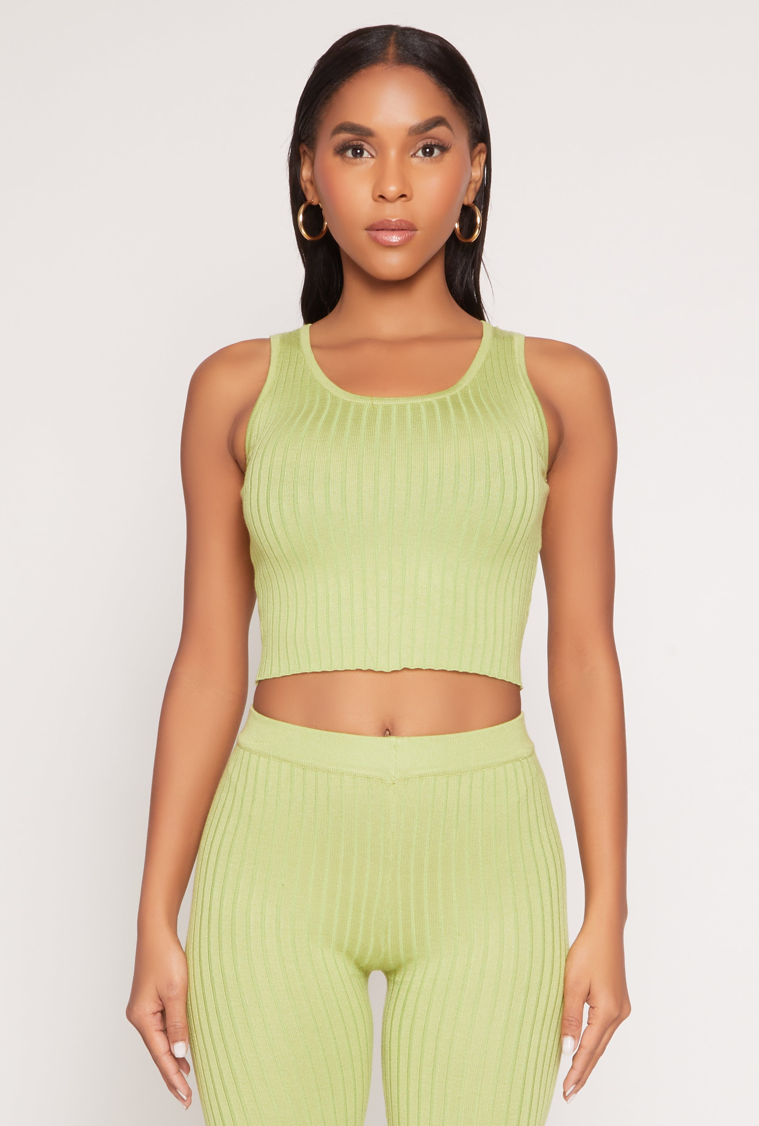Womens Daisy Ribbed Knit Cropped Tank Top - Walmart.com