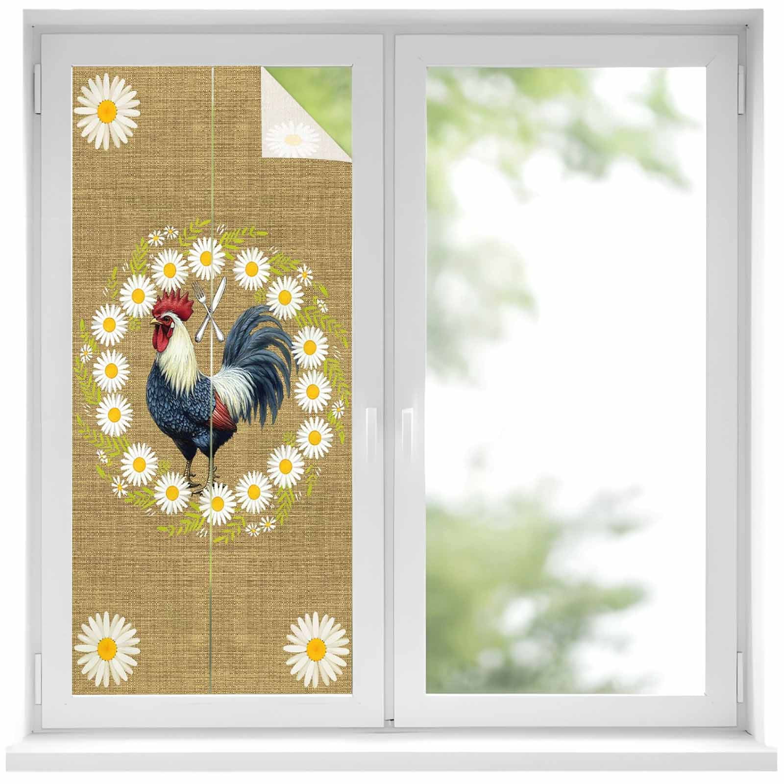 Daisy Rooster Window Privacy Film, Spring Floral Farmhouse Botanical ...