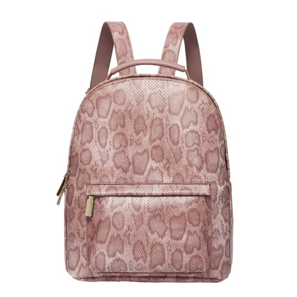 Daisy Rose Women's Spacious Vegan Leather Backpack, Pink Snake ...