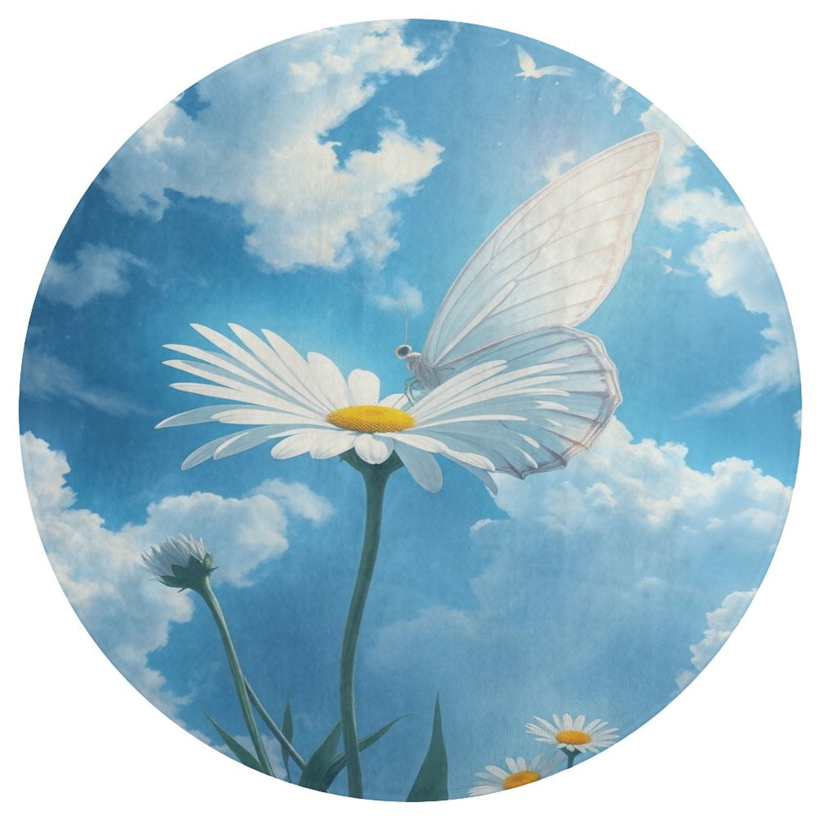 Daisy Round Area Rug Floor Carpets Washable Indoor Floor Area Mat Stain ...