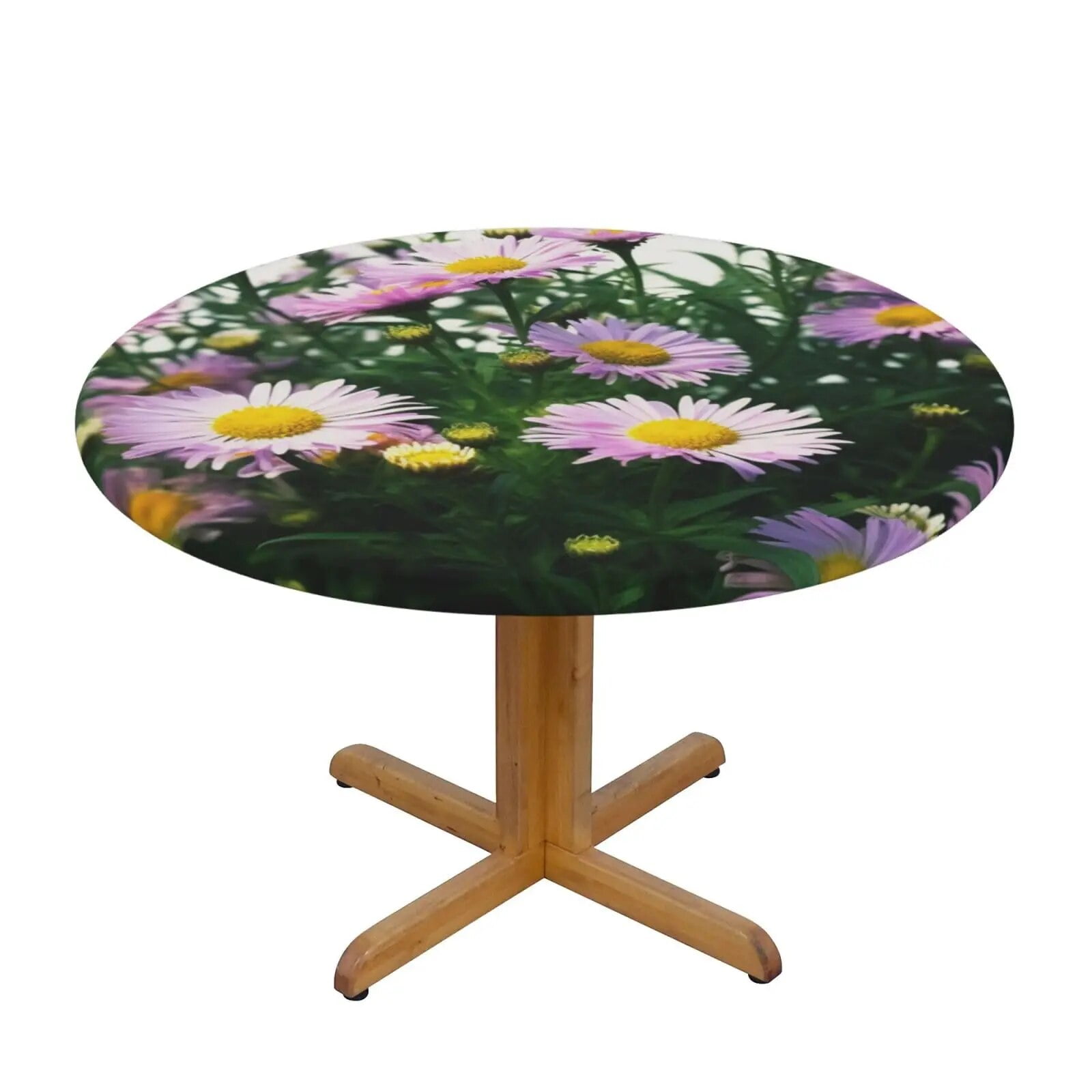 Daisy Round Fitted Tablecloth with Elastic Edge Waterproof Table Cover ...