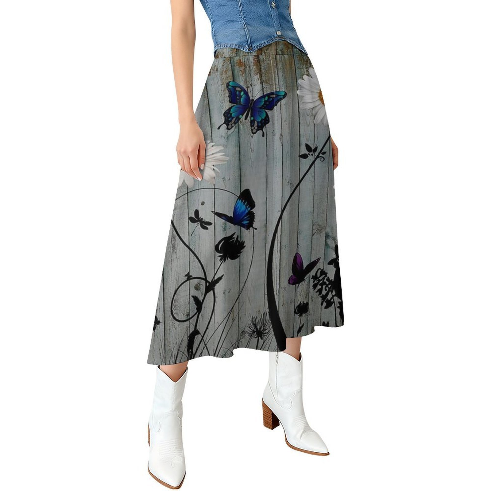 Daisy Rustic Flower Women High Waist Midi Skirt Elegant Midi Skirt High ...