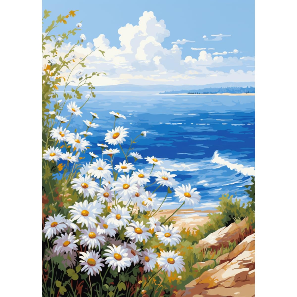 Daisy Seaside Beach DIY 5D Diamond Art Paint with Full Drill Round ...