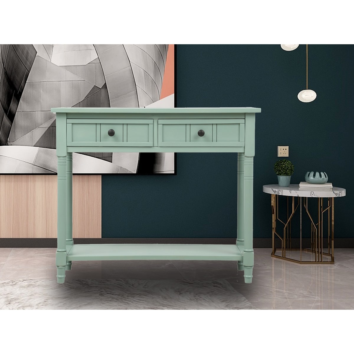 Daisy Series Console Table Traditional Design Antique Blue - Walmart.com