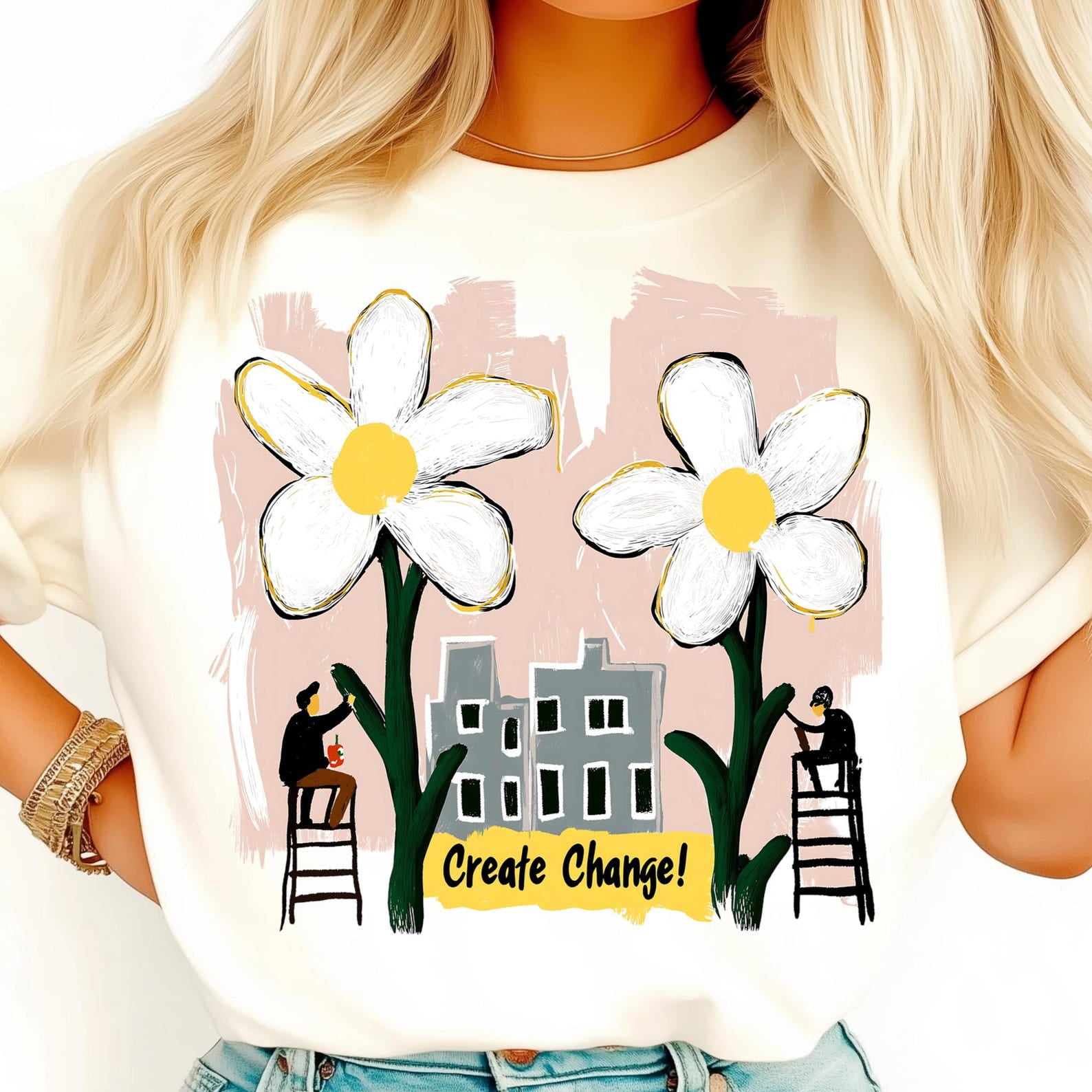 Daisy Shirt, Flower Power Urban Tee, Create Change Street Art Shirt ...