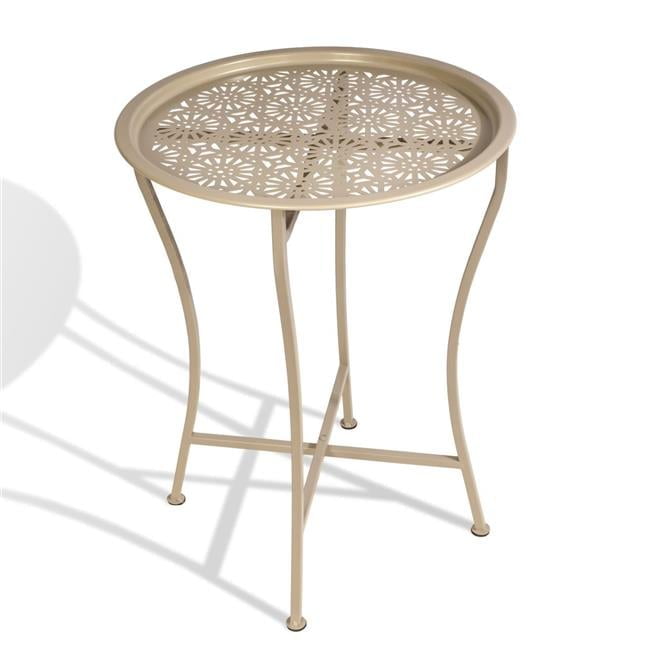 Daisy Metal Small Serving Side Table Tray in Stone - Walmart.com