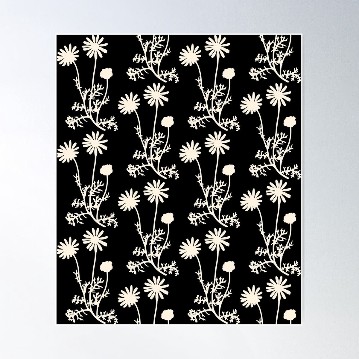 Daisy Silhouette Scandi Floral Pattern In Elegant Black And Cream 3 ...