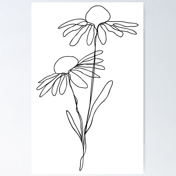 Daisy Single Line Art | Daisies Drawing | Poster Wall Art, Modern Wall ...