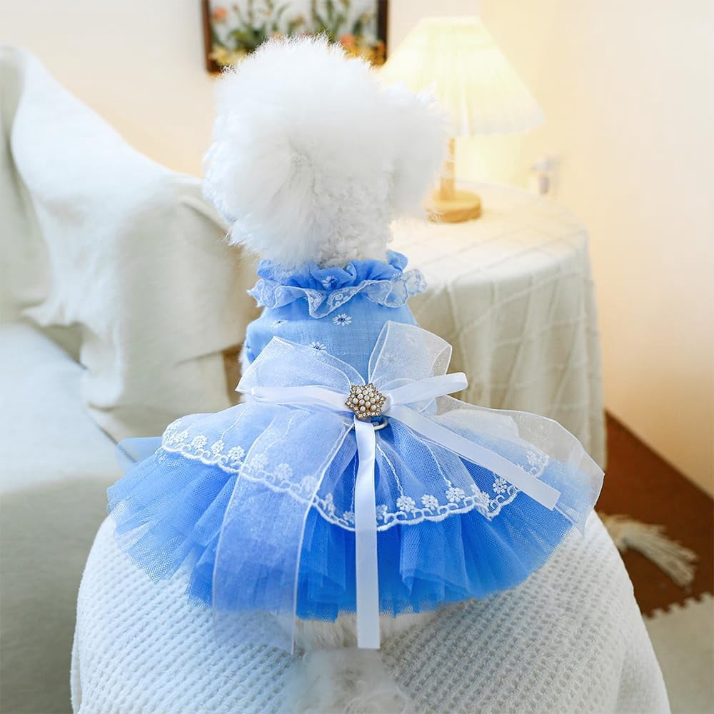 Daisy Small Dog Dresses Female with Leash Ring,Bow Knot Girl Puppy ...
