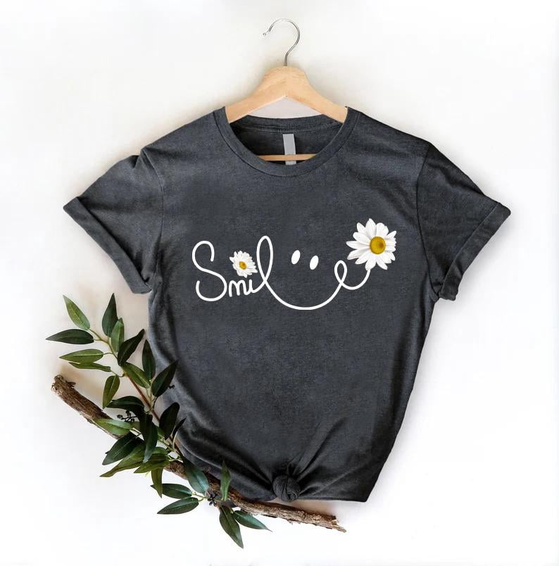 Daisy Smile Face Shirt,Daisy Flower Smile Tshirt, Summer Women Gift Tee ...