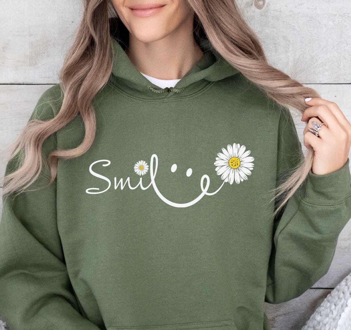 Daisy Smile Face Sweatshirt: Positive Women's - Walmart.com