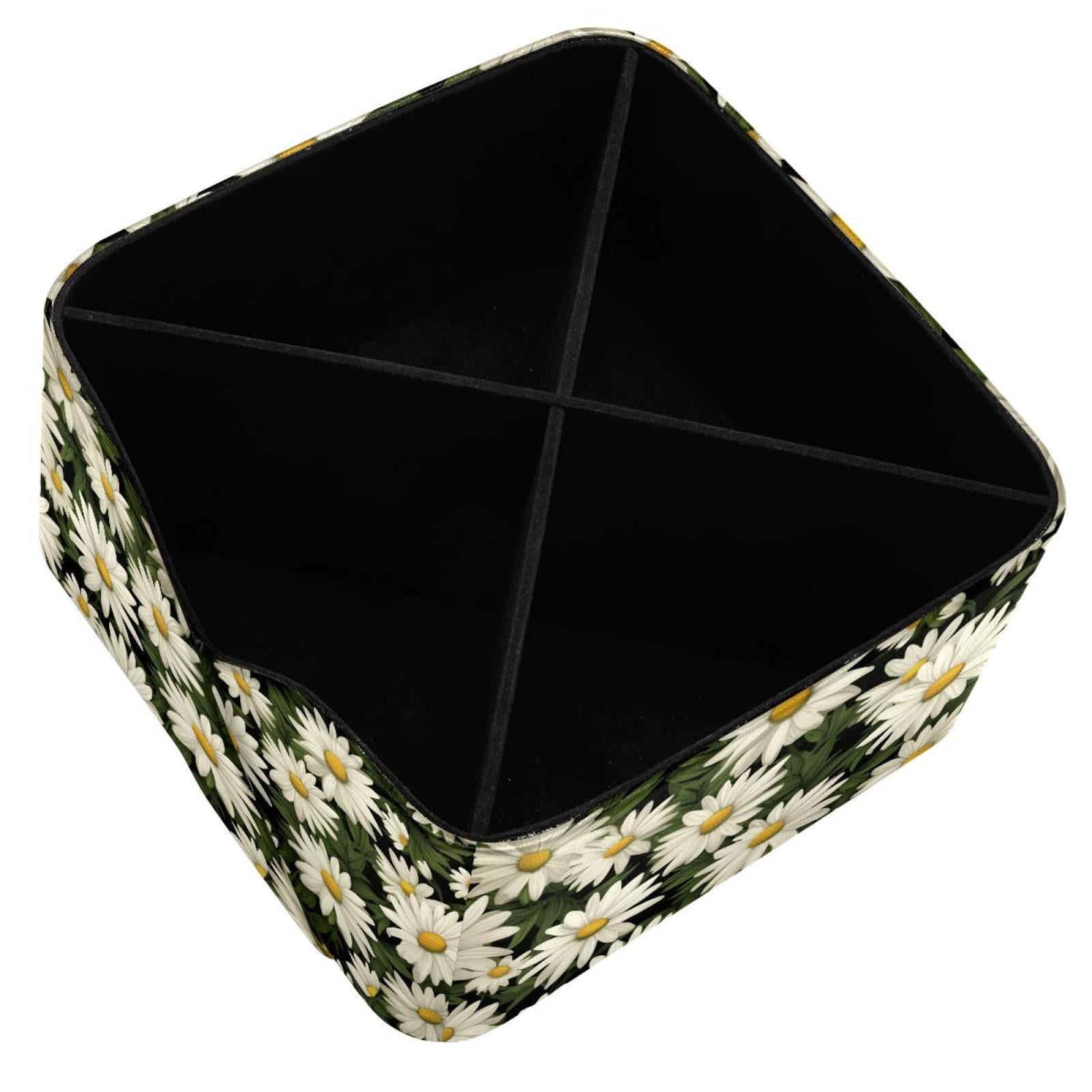 Daisy Square Pencil Case with 4 Compartments, Removable Dividers - Pen ...