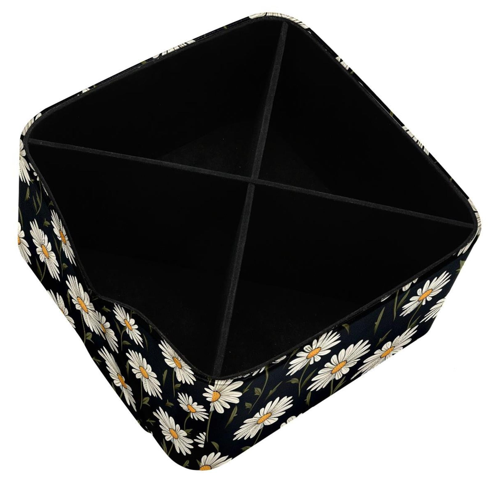 Daisy Square Pencil Case with 4 Compartments, Removable Dividers, Pen ...