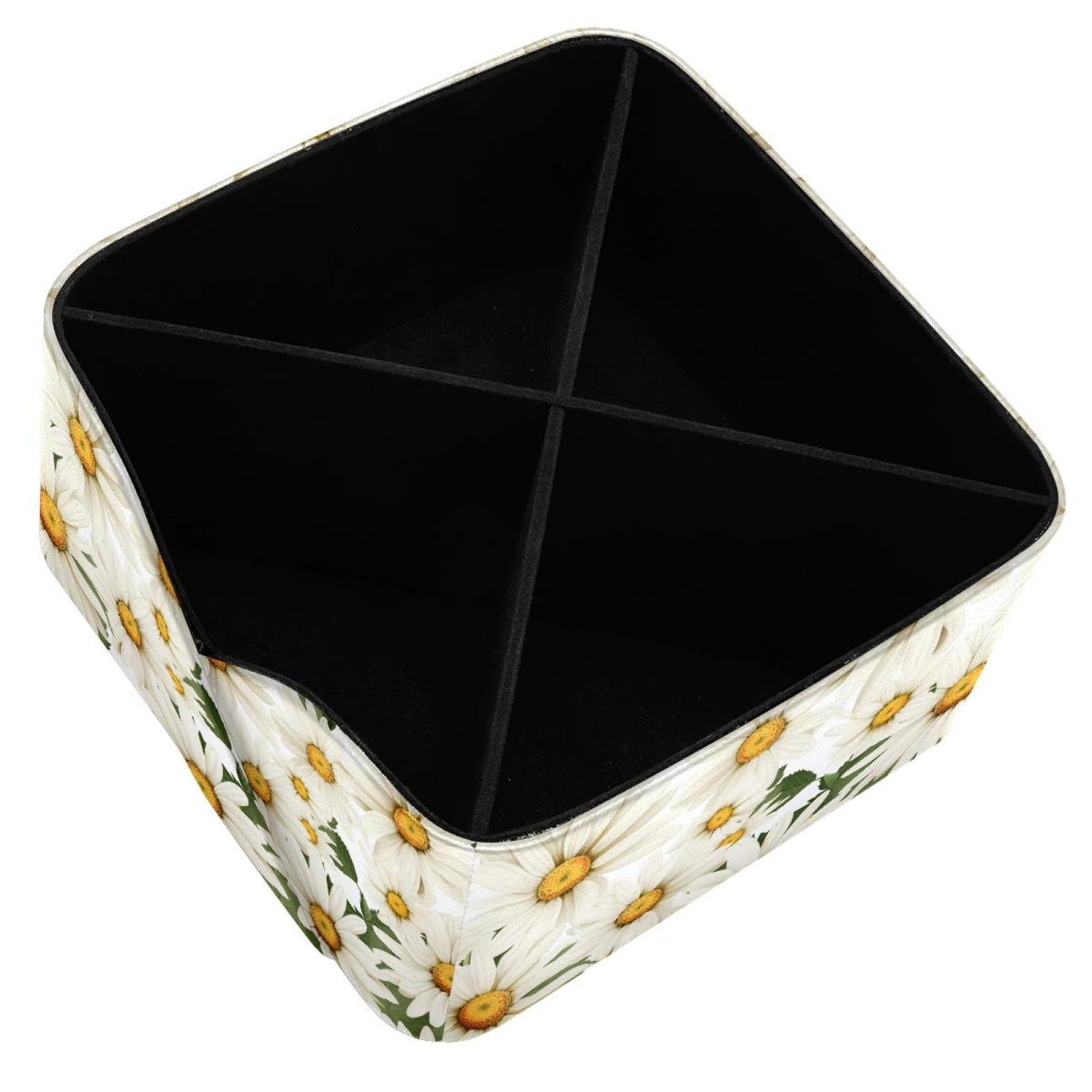 Daisy Square Pencil Case with 4 Compartments, Removable Dividers, Pen ...