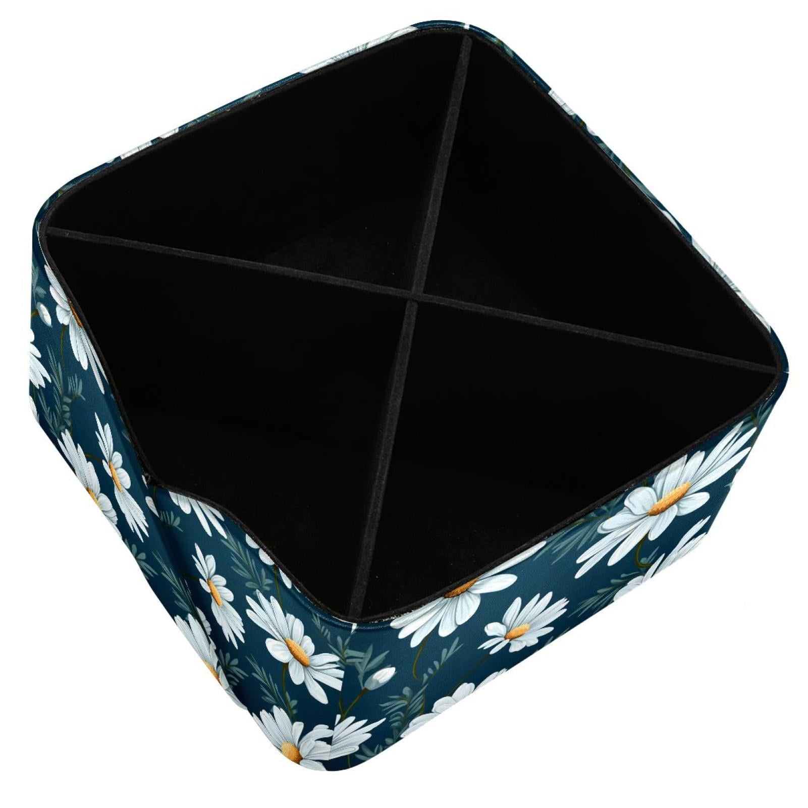 Daisy Square Pencil Case with 4 Compartments, Removable Dividers - Pen ...