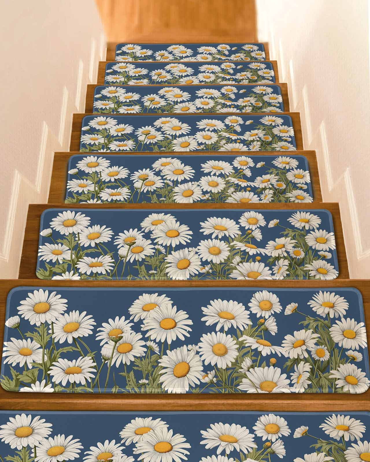 Daisy Stair Treads for Wooden Steps Indoor Runner Rug Carpet, Spring ...