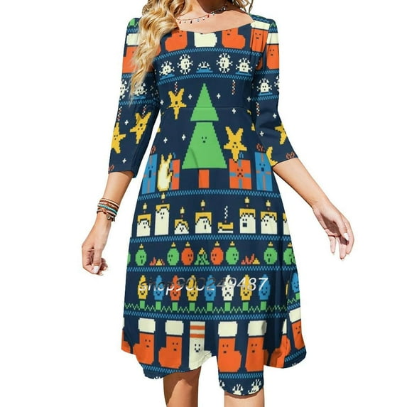 Daisy Still Life Square Neck Dress Sweet Summer Dress Women Elegant ...