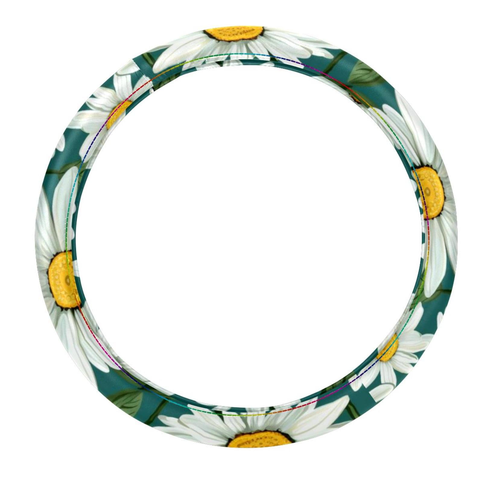 Daisy Stylish Steering Wheel Cover for Car Decor - 14.5" Diameter PVC ...