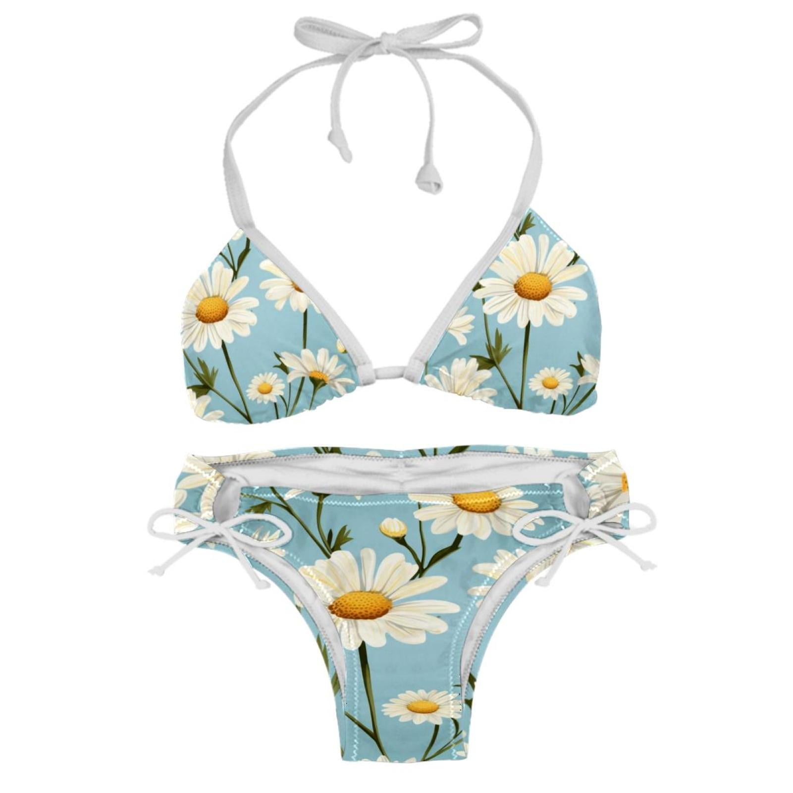 Daisy Swimming Suits Women Bikini Sets, Detachable Sponge, Adjustable ...
