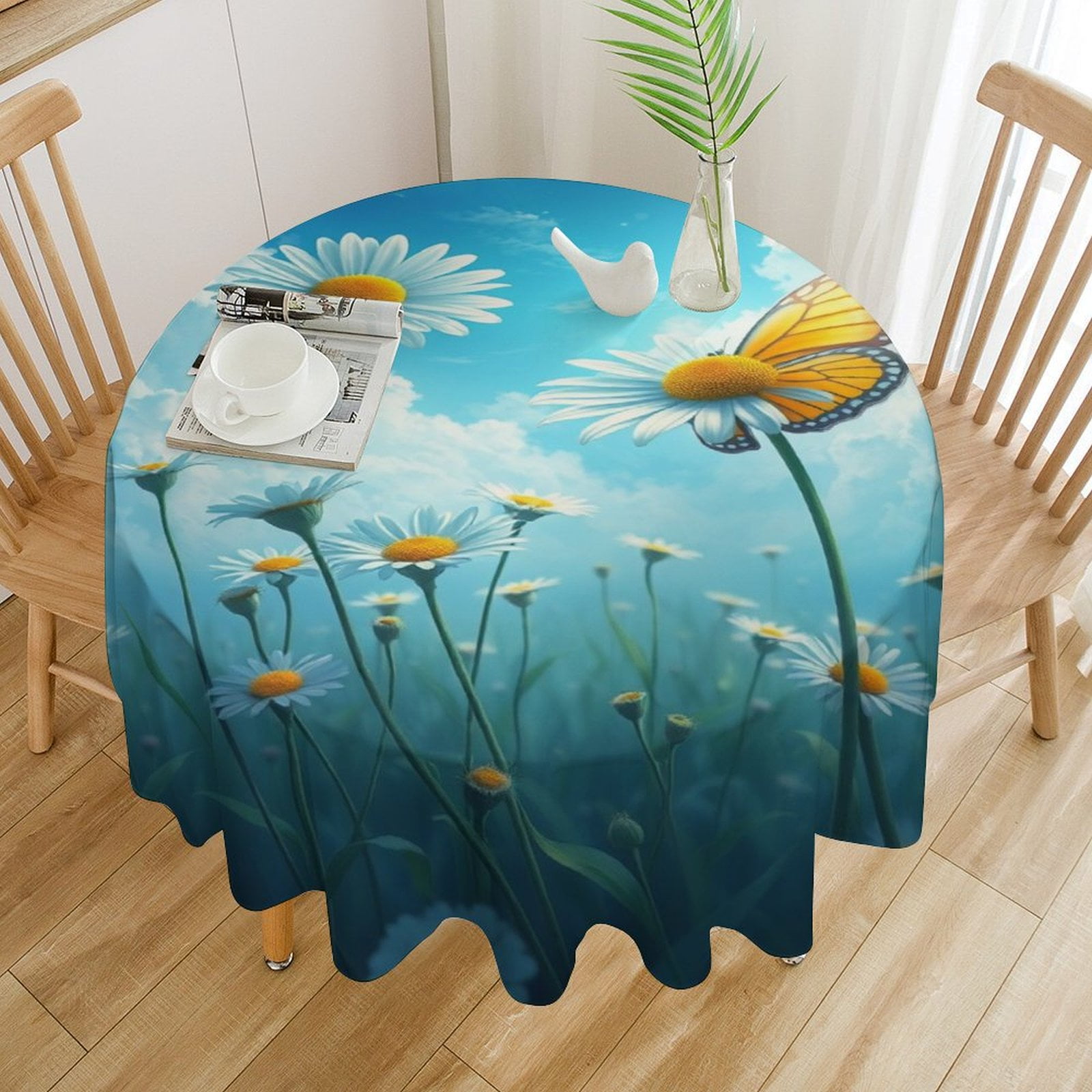 Daisy Table Cloth Round PVC Wedding Kitchen Dining Desk Table Cover ...