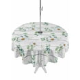 Daisy Table Cloth Round Tablecloth, Spring Floral Eucalyptus Leaves ...