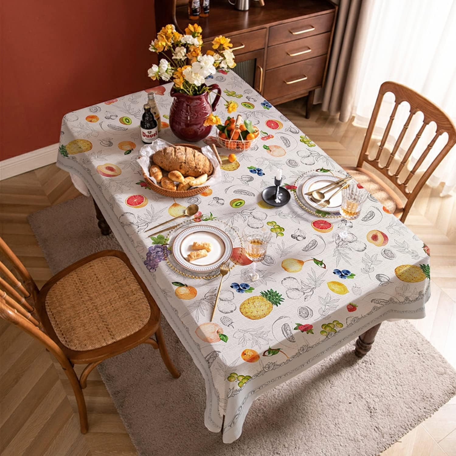 Daisy Tablecloth Blue Floral Rectangle Tablecloth Spring Summer ...