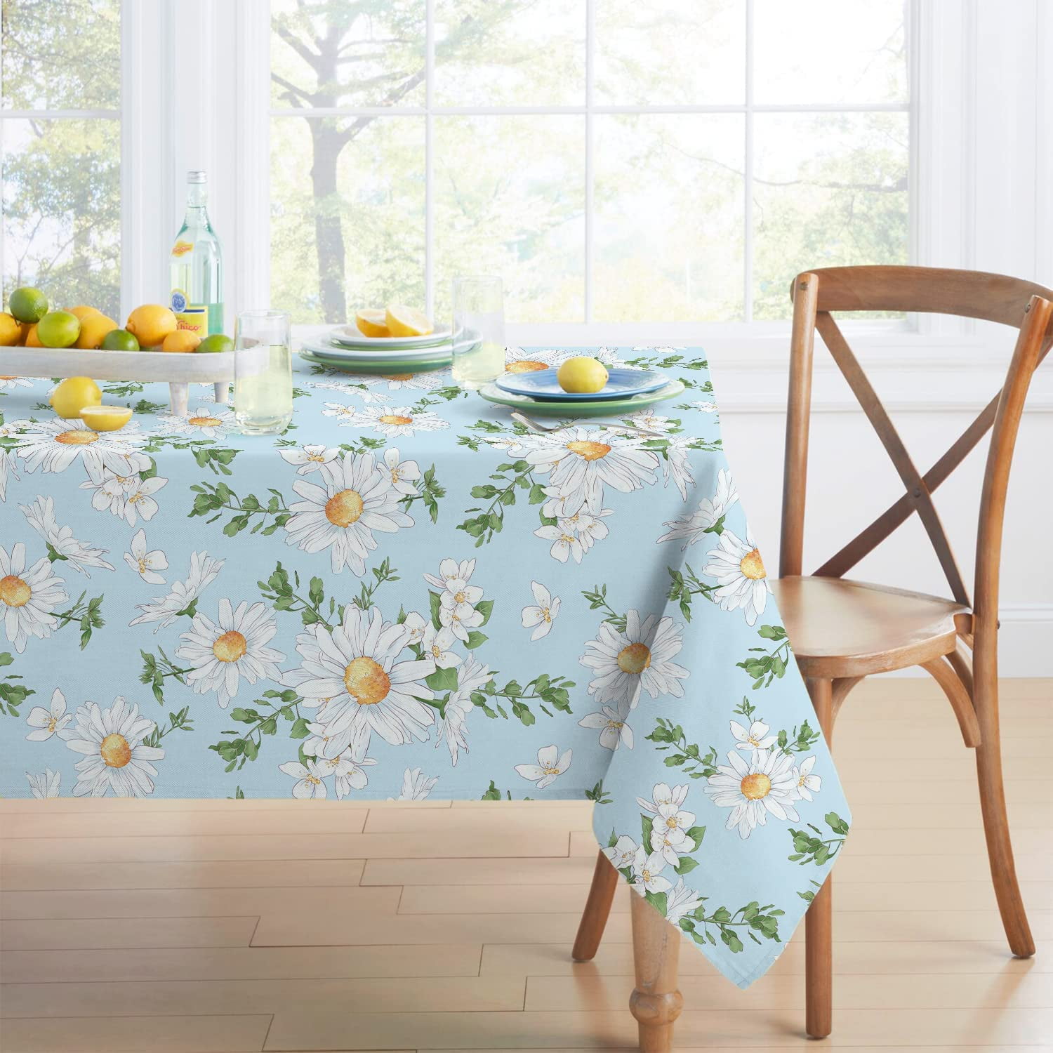 Daisy Tablecloth, Blue Floral Rectangle Tablecloth, Sunflower ...