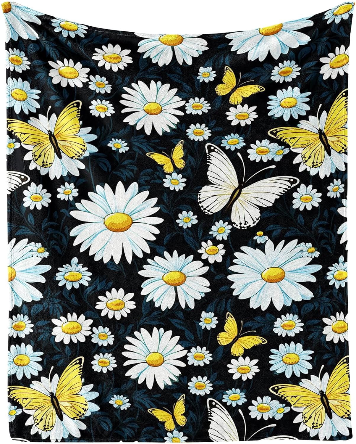 Daisy Throw Blanket, 80" x 60" Flannel Cute Daisies Themed Stuffed ...