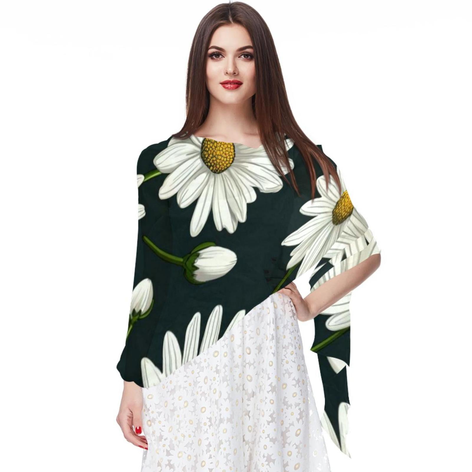 Daisy Translucent Chiffon Yarn Silk Scarf - Light Breathable Material ...