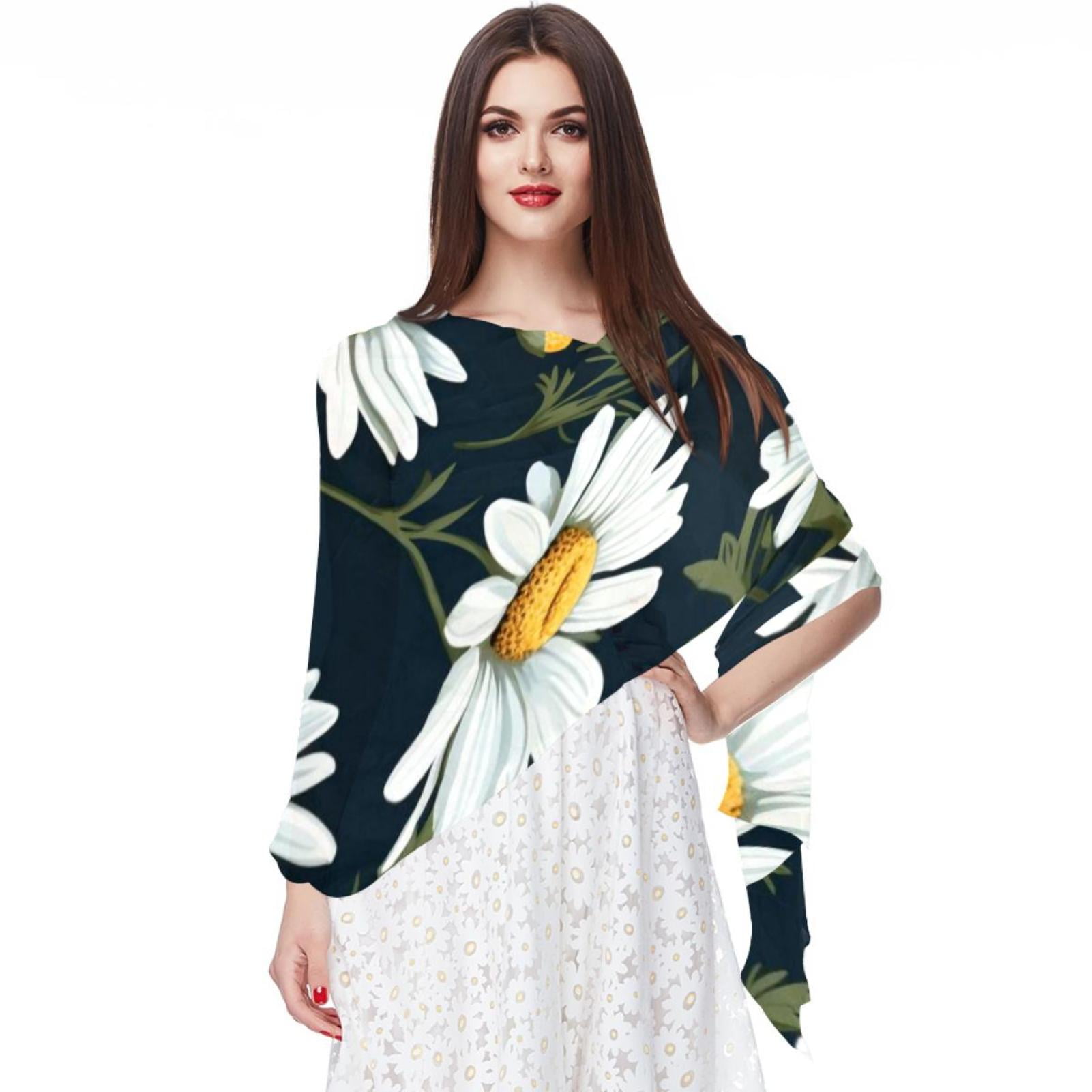 Daisy Translucent Light and Breathable Chiffon Silk Scarf 70.86x28.7in ...