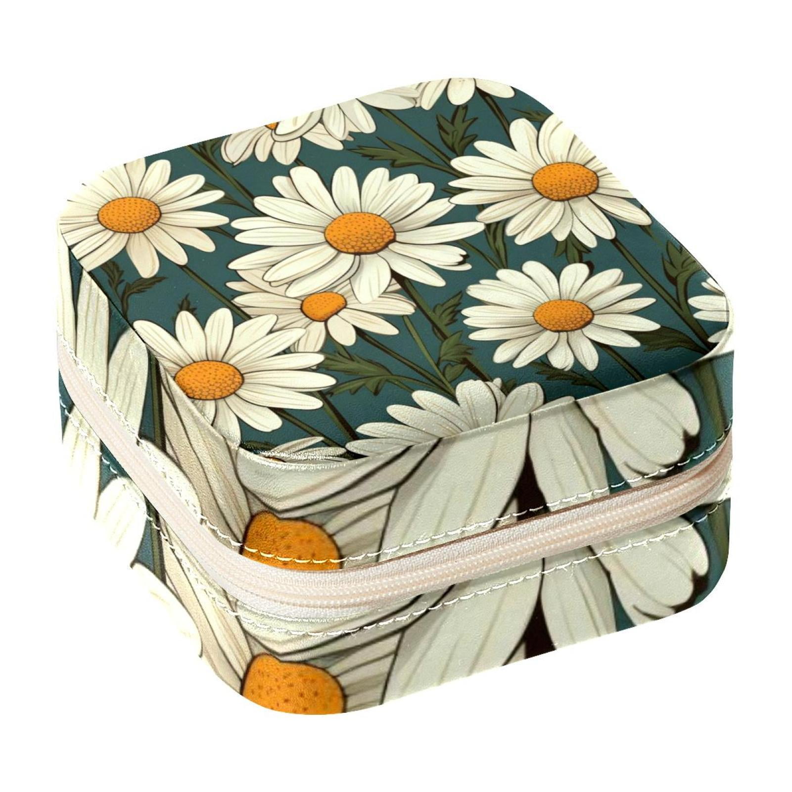 Daisy Travel Portable Square Jewelry Box Earring Necklace Bracelet ...