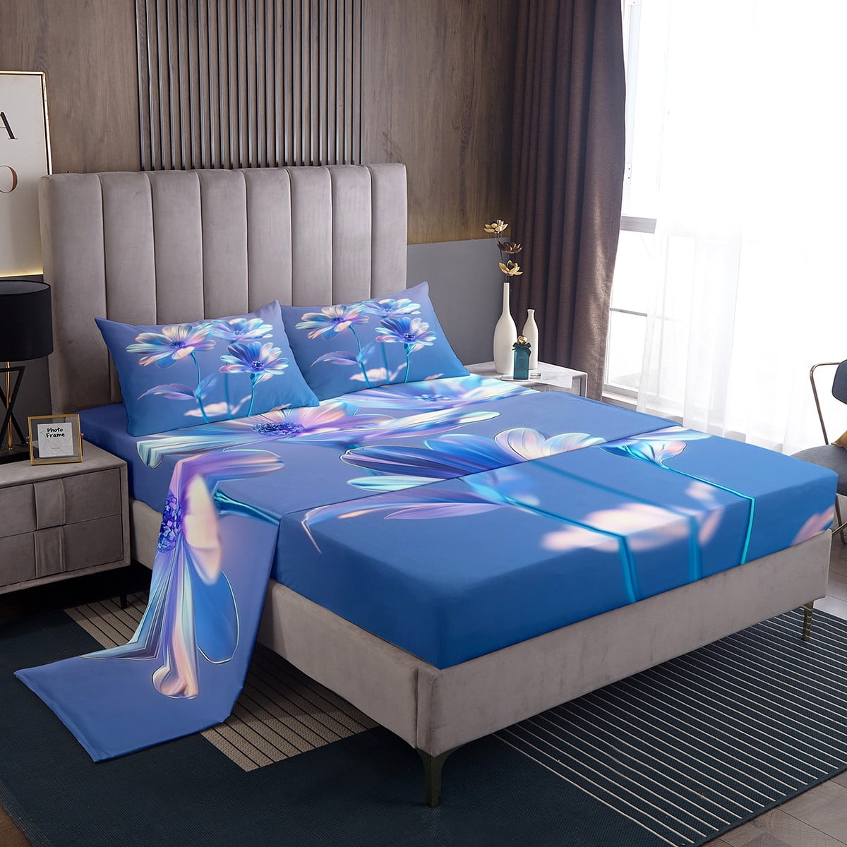 Daisy Twin Size Bed Sheets Set,Ombre Flowers Floral Botanical Sheet Set ...