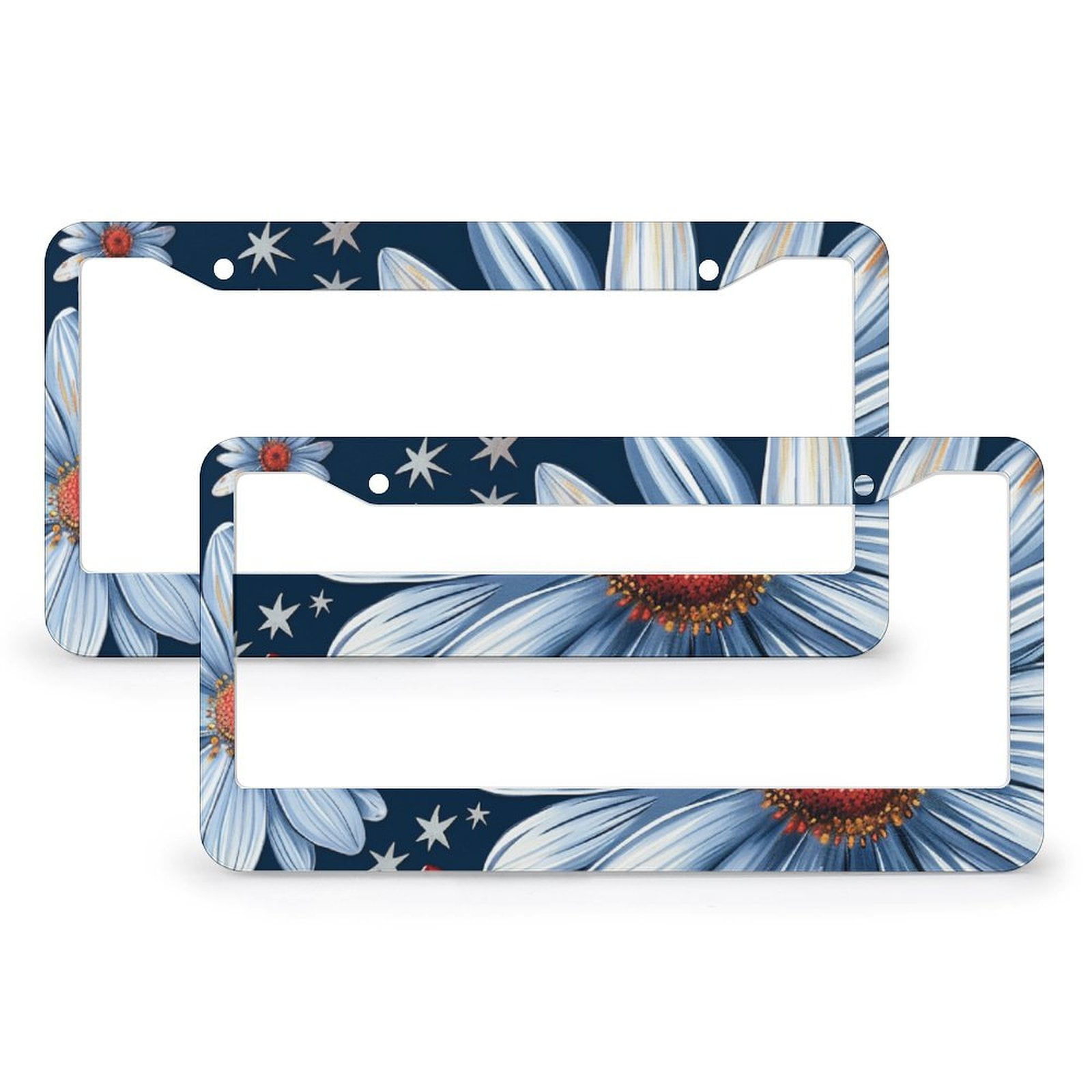 Daisy with USA American Flag License Plate Cover 2 Pack USA Patriotic ...