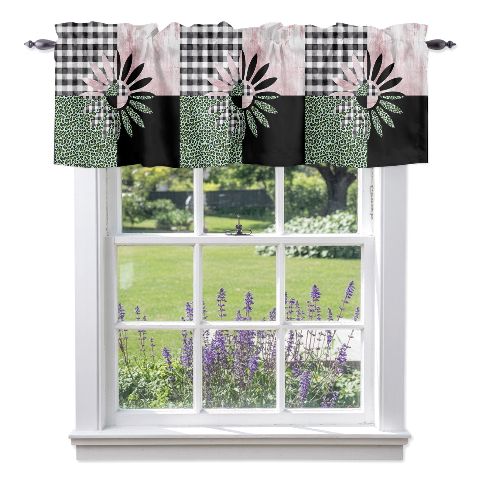 Daisy Valances for Windows Black White Buffalo Check Leopard Black Pink ...