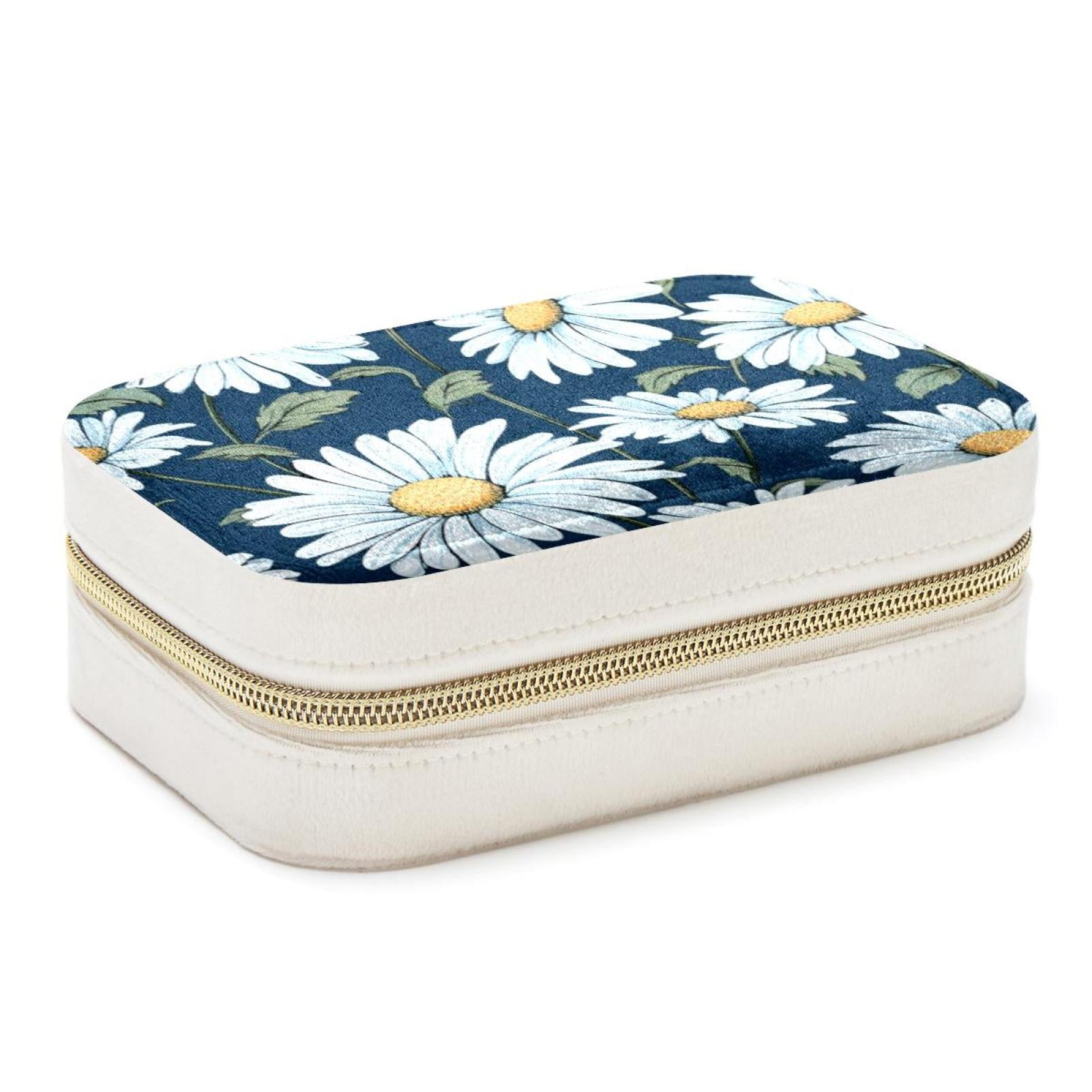 Daisy Velvet Portable Travel Organizer Box with Removable Compartment ...