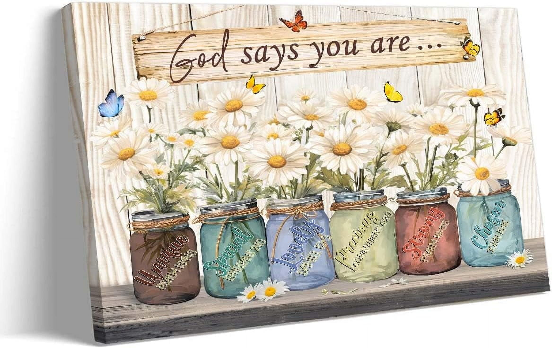 Daisy Wall Art God Says You Are Christian Encouragement Poster White ...