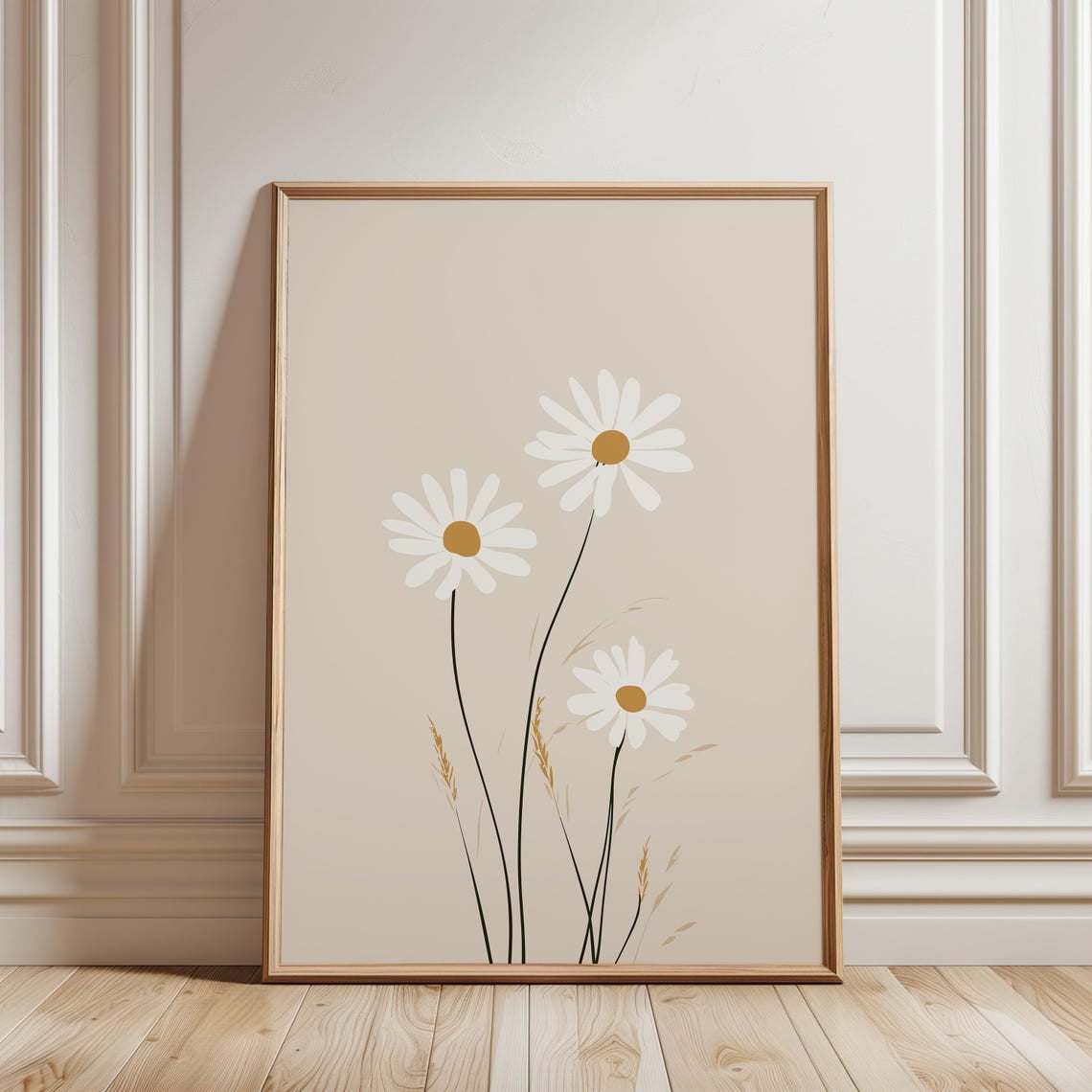 Daisy Wall Art, Neutral Wall Art, Spring Flower Poster, White Beige ...