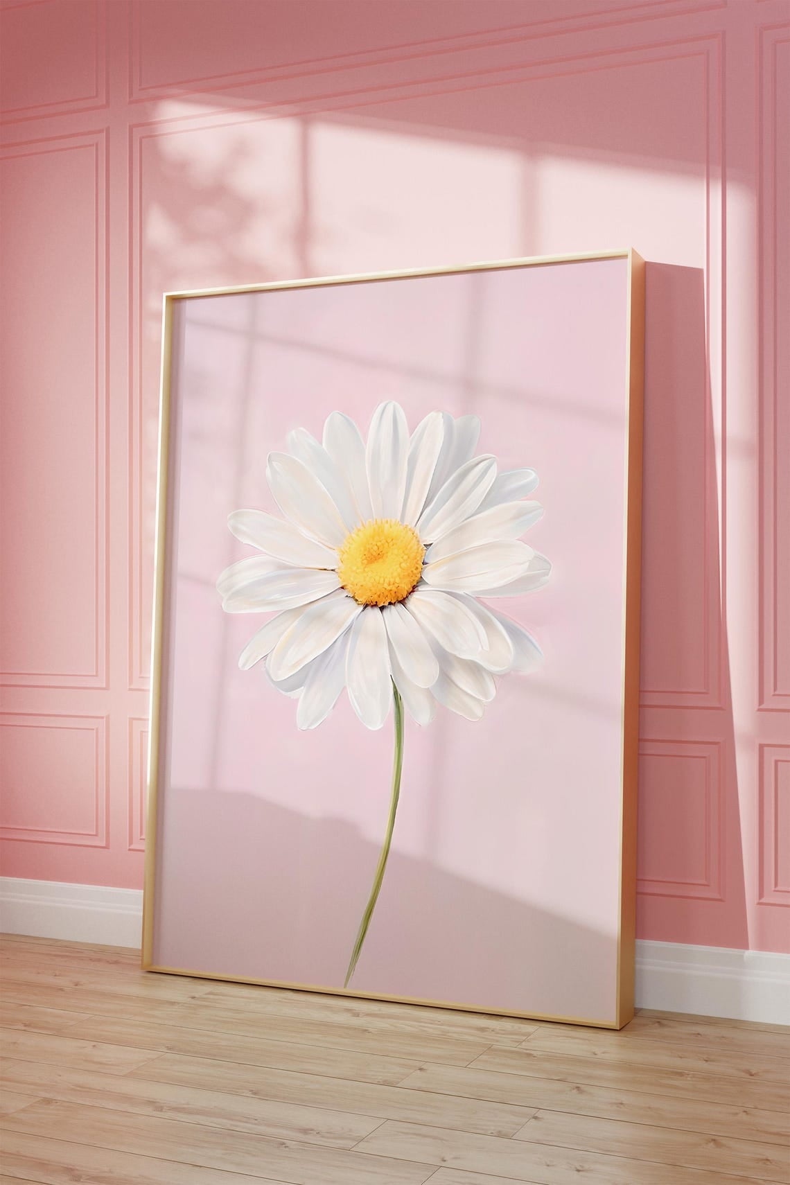 Daisy Wall Art Poster, Pink White Flower Poster, Girls Room Floral ...
