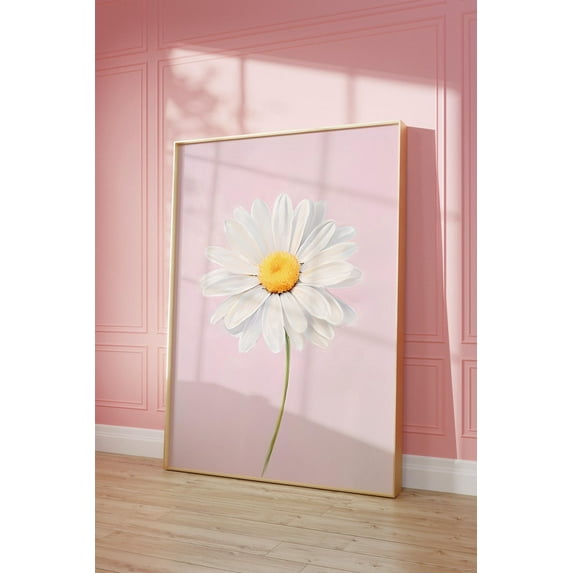 Daisy Wall Art Poster, Pink White Flower Poster, Girls Room Floral ...