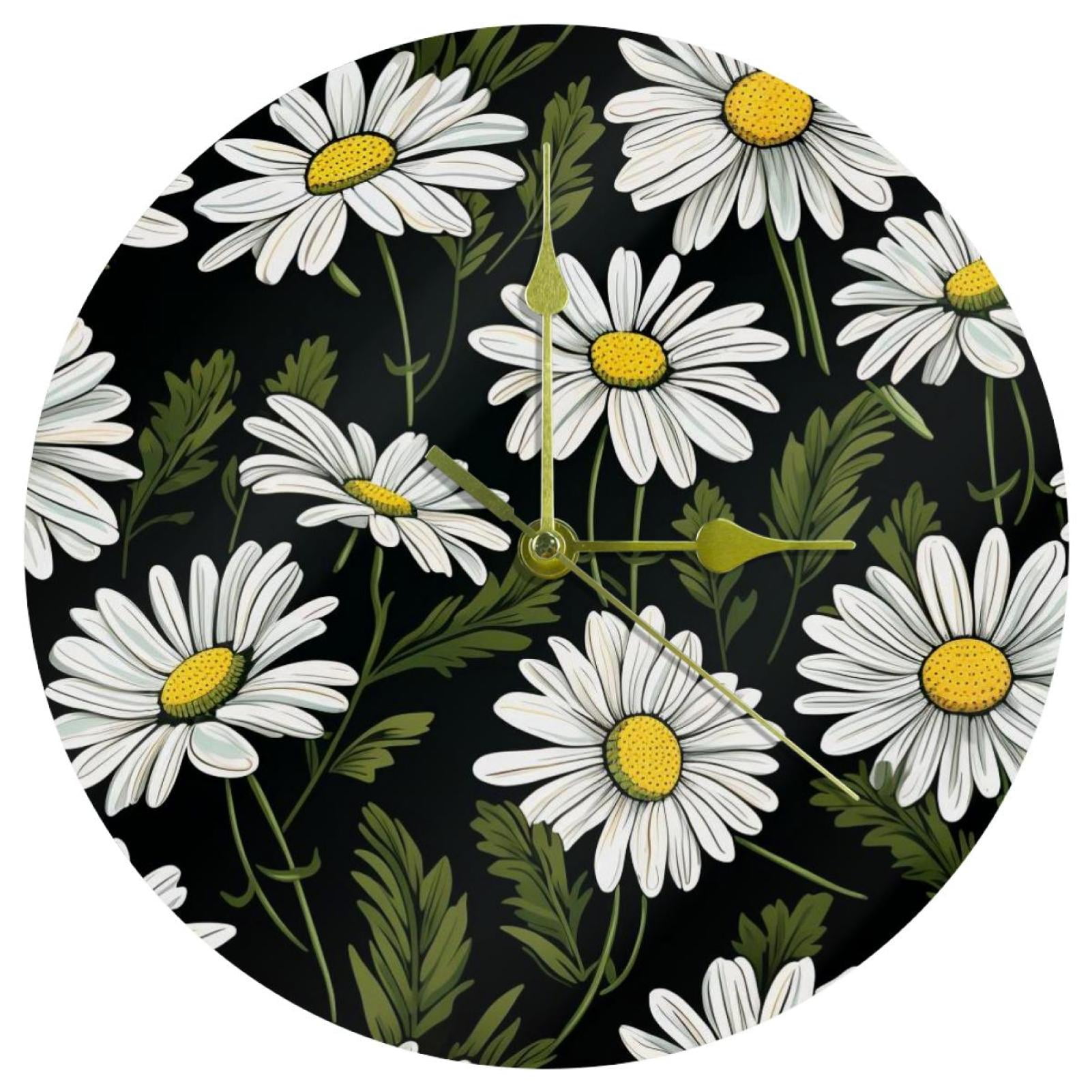 Daisy Wall Clocks: Round Acrylic 9.8 Inches Silent Non Ticking Battery ...